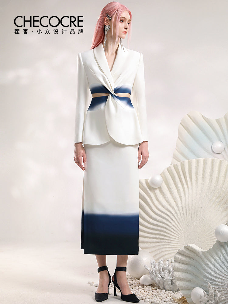 Twist Sexy Nichi Water-Color Ink Classy Jacket＆Long-Skirt – ARCANA ARCHIVE