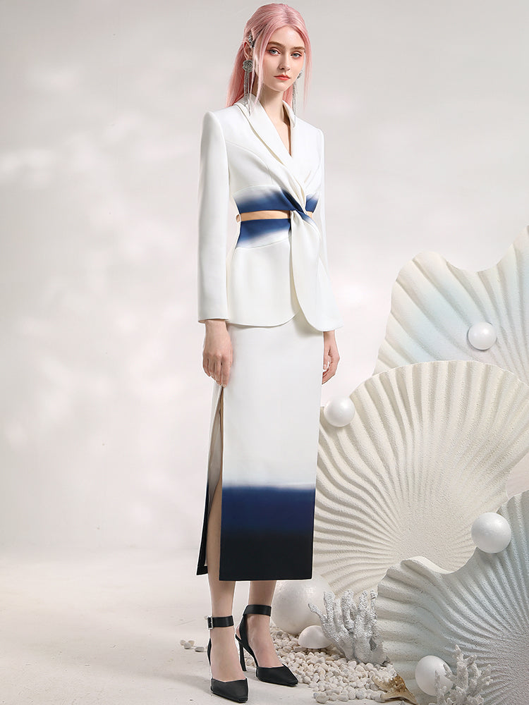 Twist Sexy Nichi Water-Color Ink Classy Jacket＆Long-Skirt – ARCANA ARCHIVE