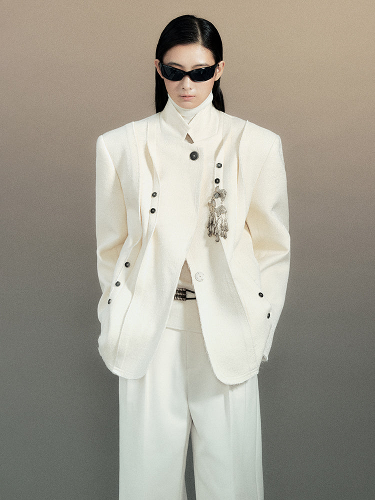 Nichi Curve Button Cut-Off Fashionable Jacket – ARCANA ARCHIVE