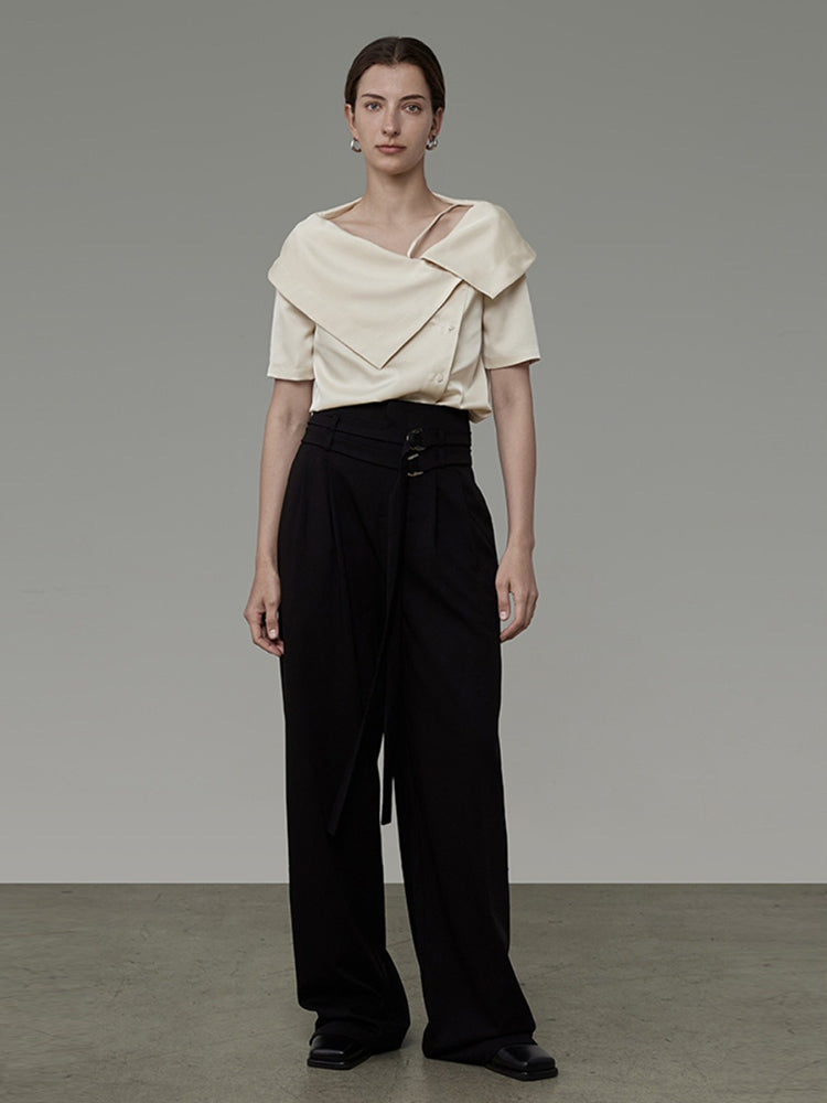 Asymmetry Flap Elegant Nichi Glossy Blouse – ARCANA ARCHIVE