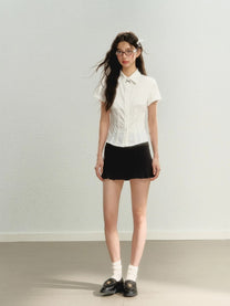 Lace Slim Constricted Simple Half-Sleeve Blouse – ARCANA ARCHIVE