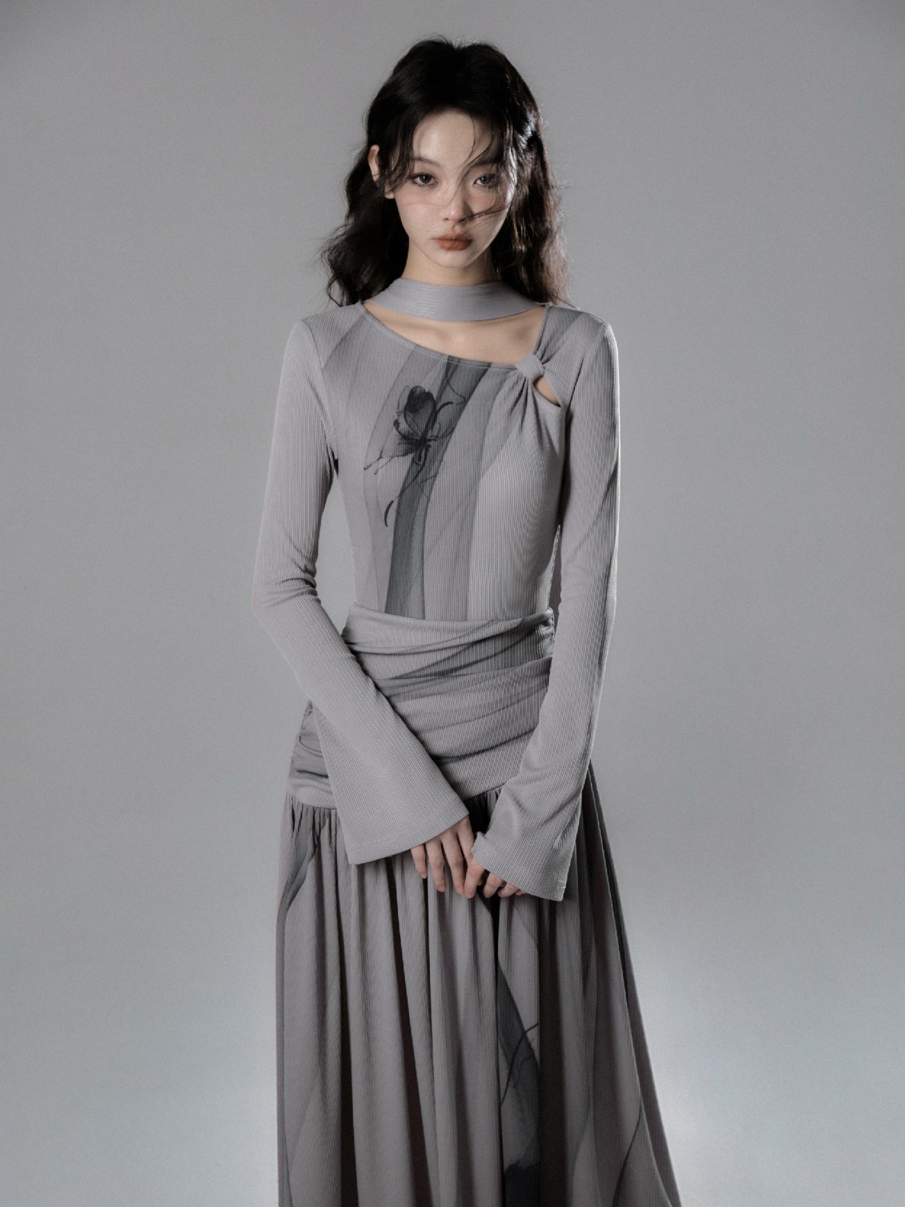 Flare Long Elegant Chic Slim Retro One-Piece – ARCANA ARCHIVE