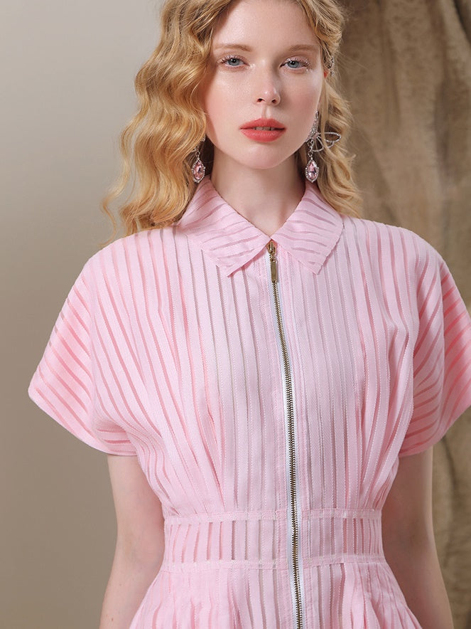 Strope Half-Zip Flare French-Sleeve One-Piece – ARCANA ARCHIVE