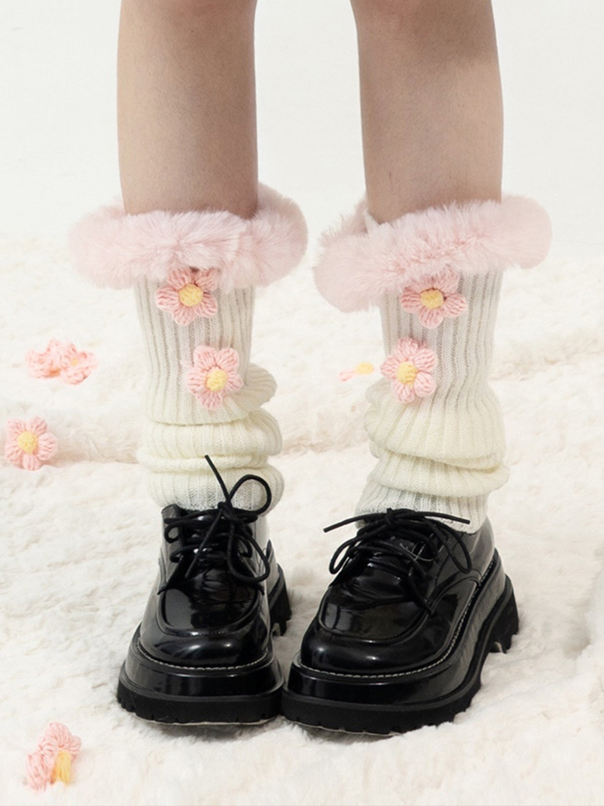 Boa Fur Flower Thick Knit Leg-Warmer – ARCANA ARCHIVE