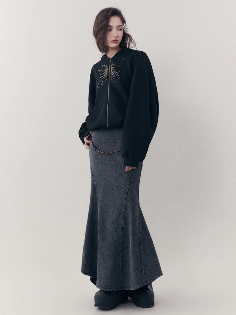 Denim Mermaid Flare Elegant Fish-Tail Long-Skirt – ARCANA ARCHIVE