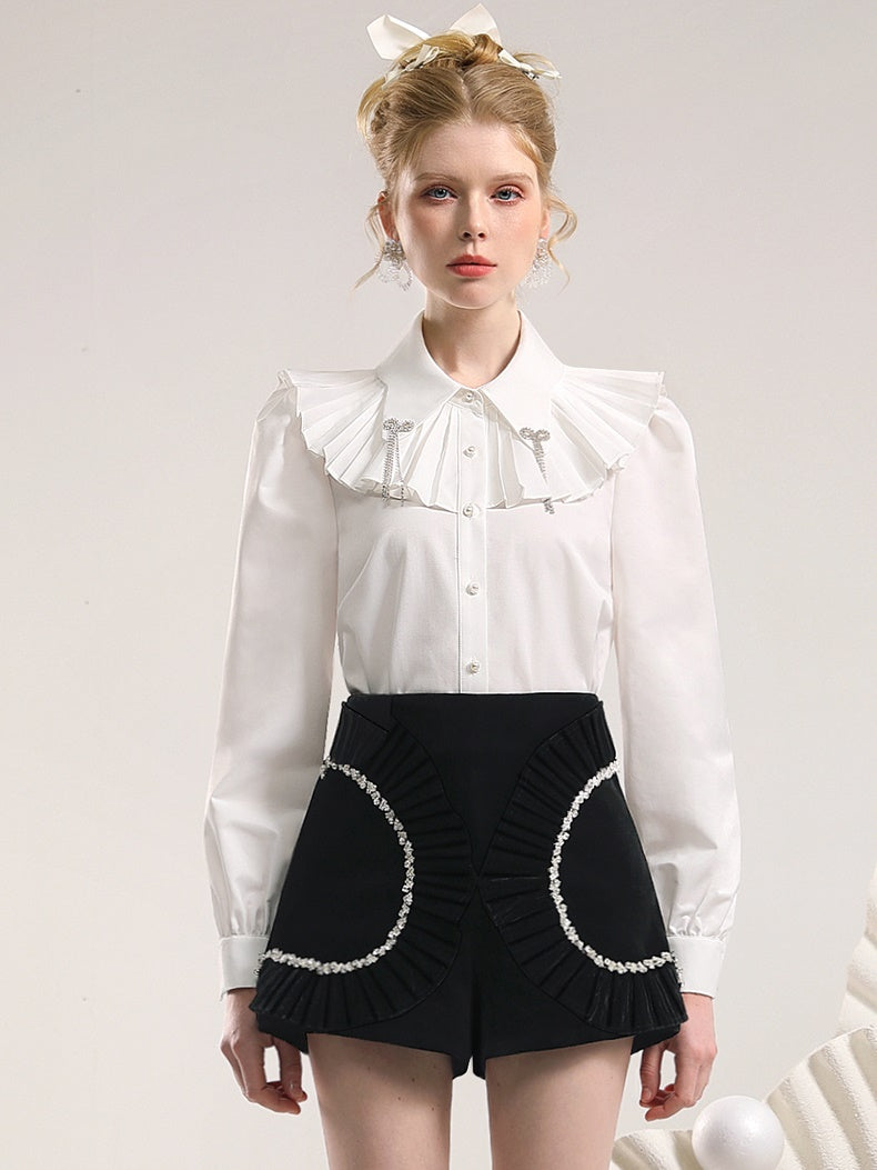 Velvet Frill Sweet Flare Classy Plain Short-Pants – ARCANA ARCHIVE