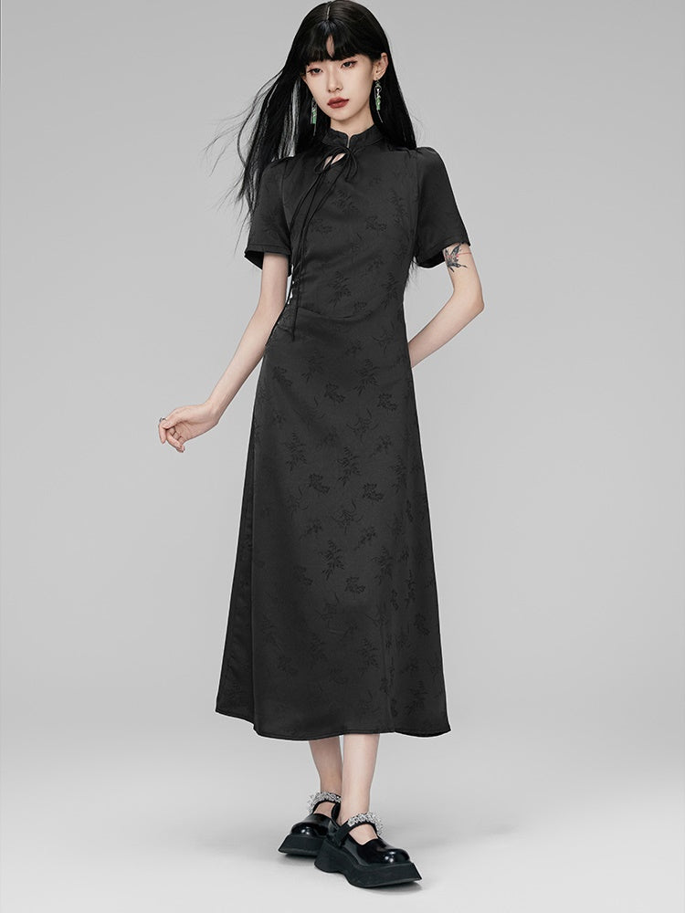 China Embroidery Sheer Long Simple Dress – ARCANA ARCHIVE