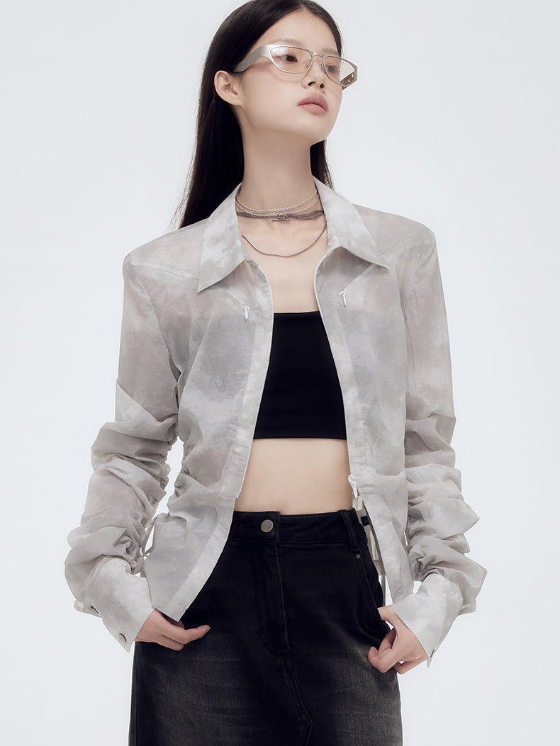 Drawstring Sheer Side-Cut Shirt – ARCANA ARCHIVE