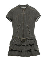 Denim Tiered Zip Short ONE-PIECE – ARCANA ARCHIVE