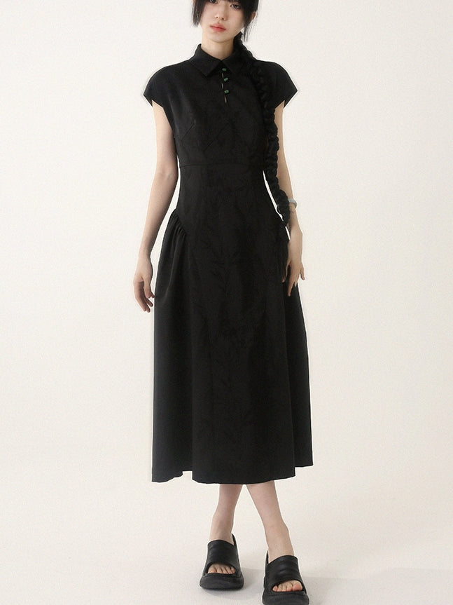 Embroidery Japanese Retro Flare One-Piece – ARCANA ARCHIVE