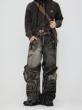 Zipper And Removable Pockets Work Jeans – ARCANA ARCHIVE