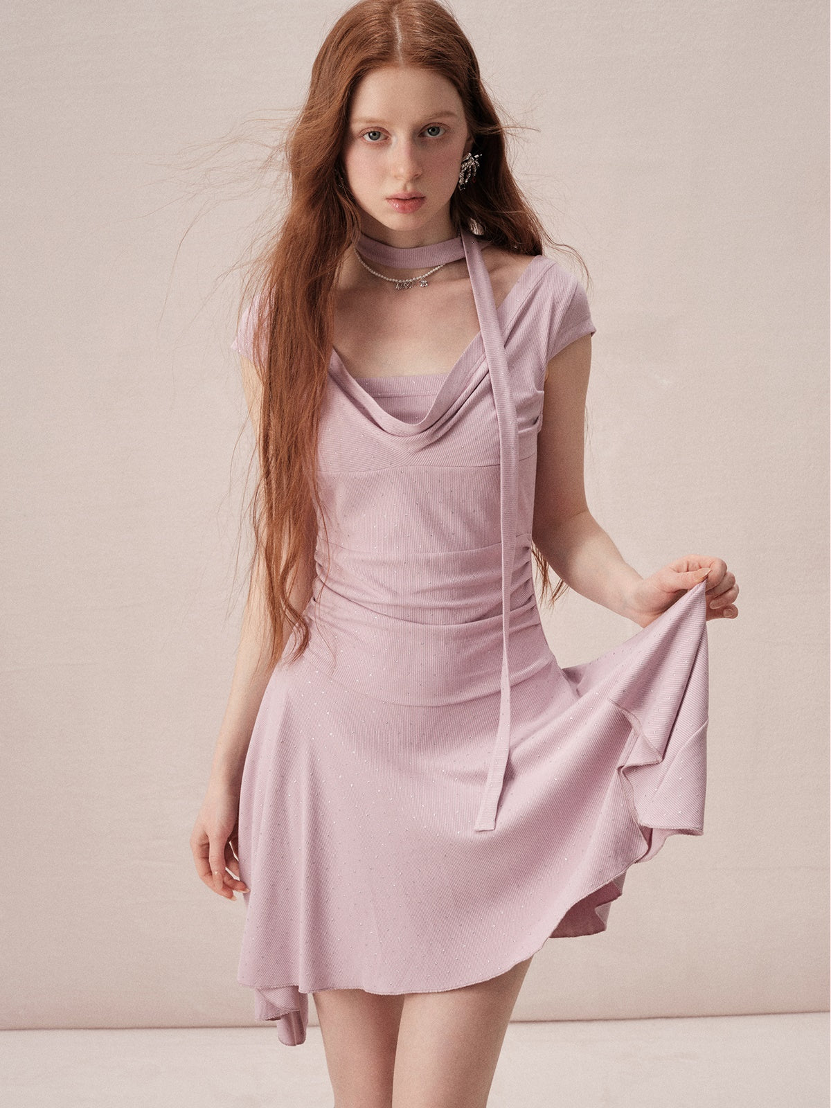 Drape Neck Ribbon Desire Irregular One-piece – ARCANA ARCHIVE