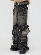 Zipper And Removable Pockets Work Jeans – ARCANA ARCHIVE