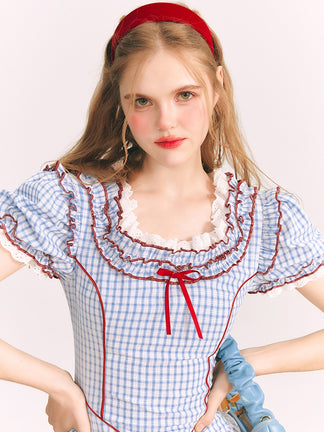 Puff Sleeves Sweet Plaid Princess Dress – ARCANA ARCHIVE