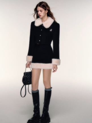 Fur Collar Short Jacket ＆ Fur Stitch Mini Skirt – ARCANA ARCHIVE
