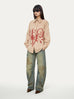 Distressed Printed Curvedl Machete Denim Pants – ARCANA ARCHIVE