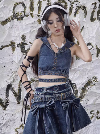 Niche Backless Denim Vest – ARCANA ARCHIVE