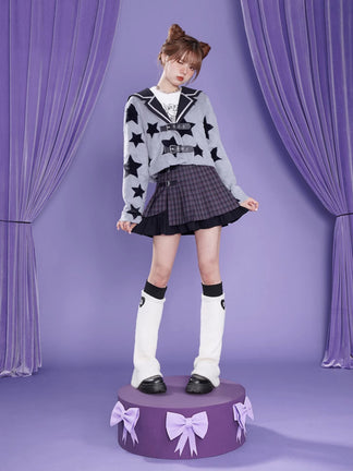 Star Sailor Collar Imitation Rabbit Fur Short Jacket – ARCANA ARCHIVE