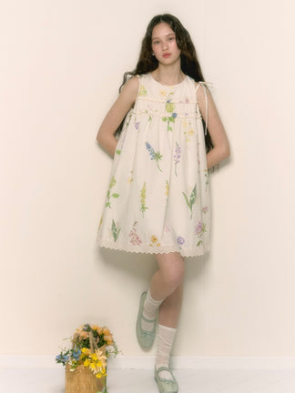 Retro Girly Floral Lace A-line Sleeveless Mid-length Dress – ARCANA ARCHIVE