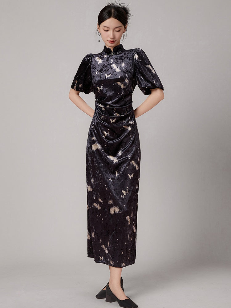 Butterfly Print Chinese Style Dress – ARCANA ARCHIVE
