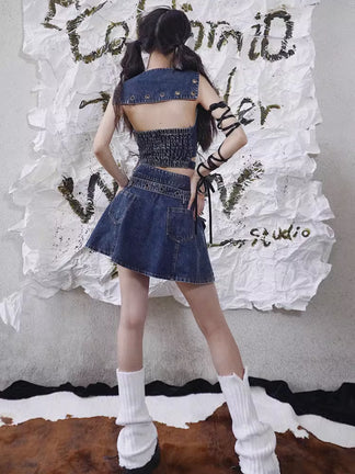 Niche Backless Denim Vest – ARCANA ARCHIVE