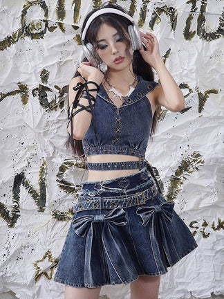 Niche Backless Denim Vest – ARCANA ARCHIVE