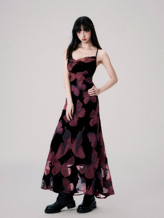 Velvet Butterfly Swing Collar Backless Strap Dress – ARCANA ARCHIVE