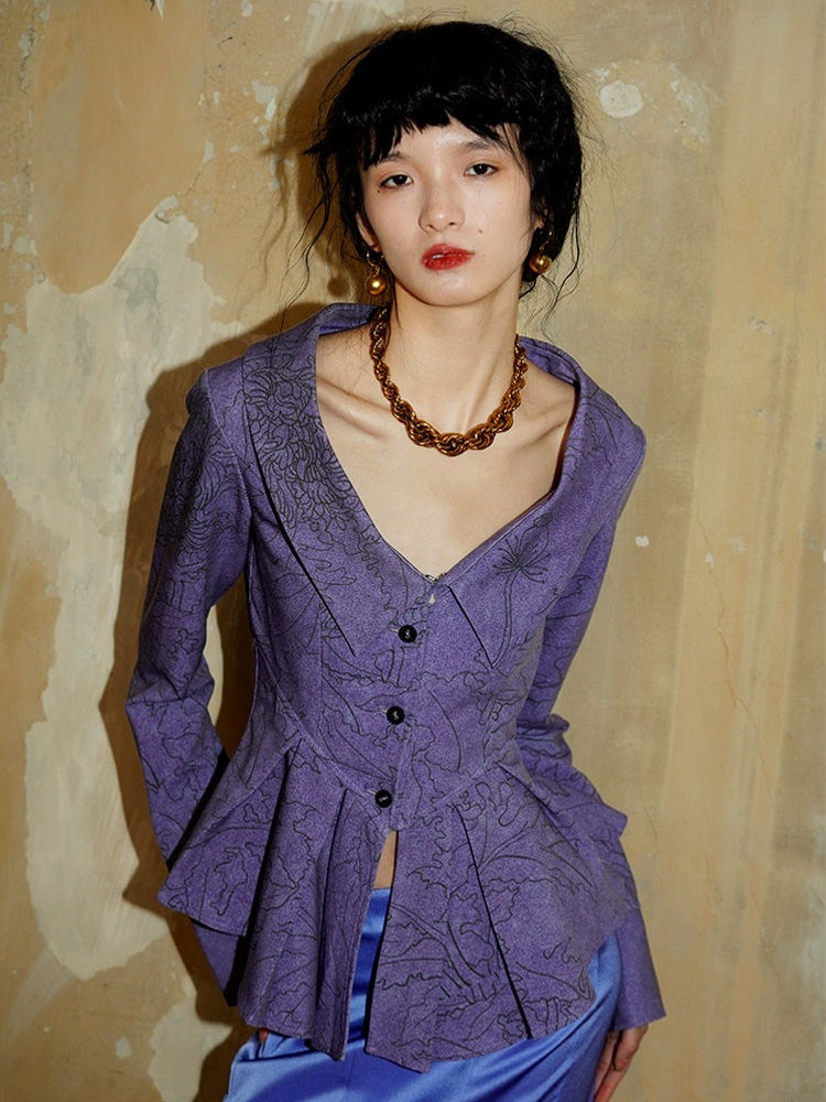 Retro Print Chelsea Collar Waist Shape Shirt Jacket – ARCANA ARCHIVE