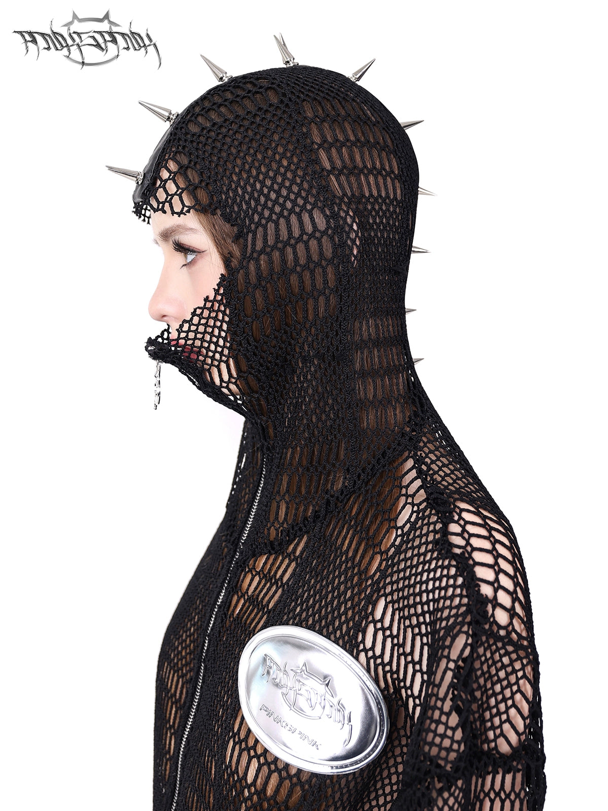 Rivet Punk Hooded Mesh Patch Embroidered Jacket – ARCANA ARCHIVE