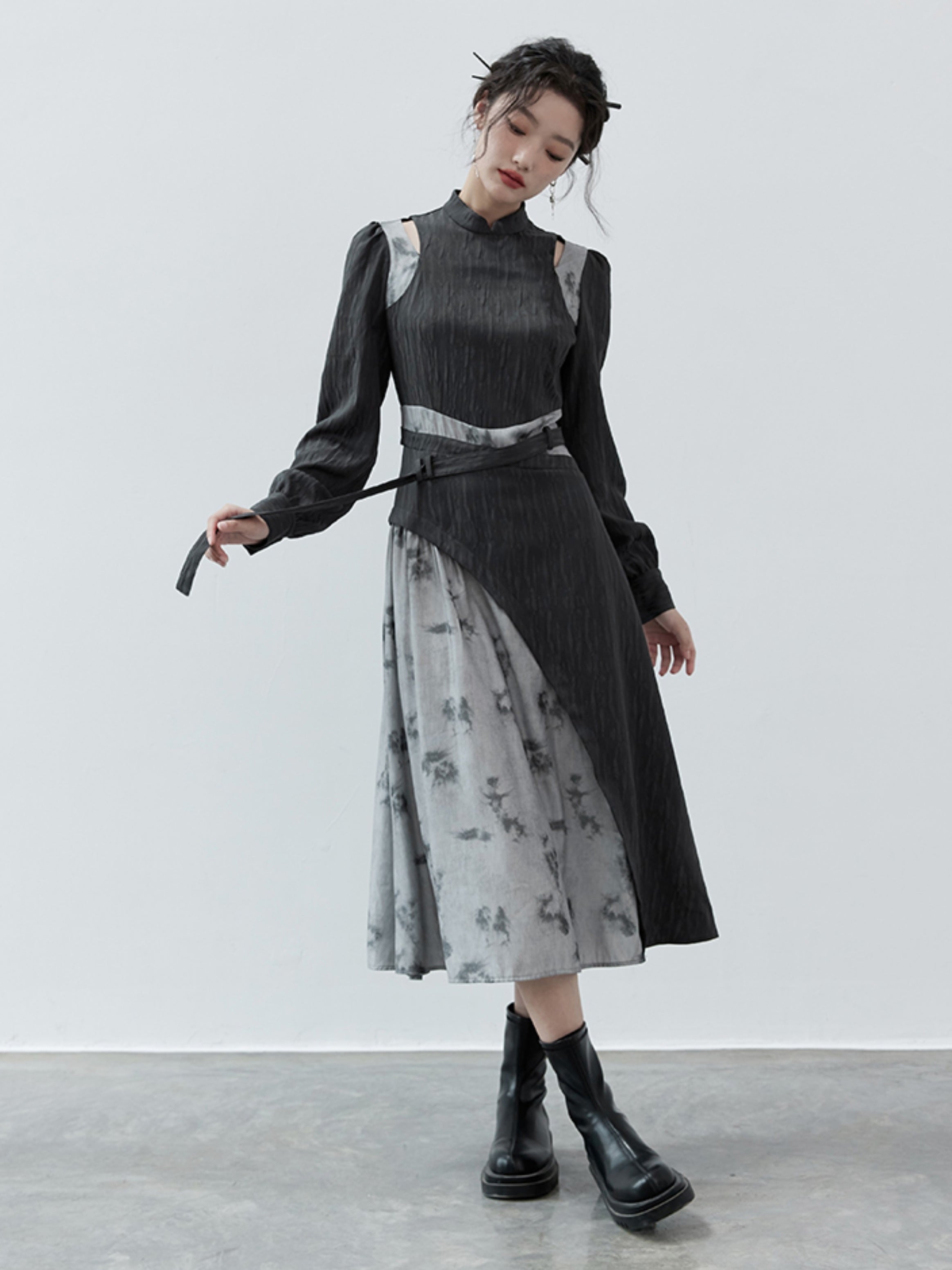Chinese Style Mosaic Asymmetrical Dress – ARCANA ARCHIVE