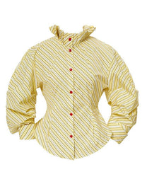 Striped Palace Retro Style Puff Mid-sleeve Shirt – ARCANA ARCHIVE