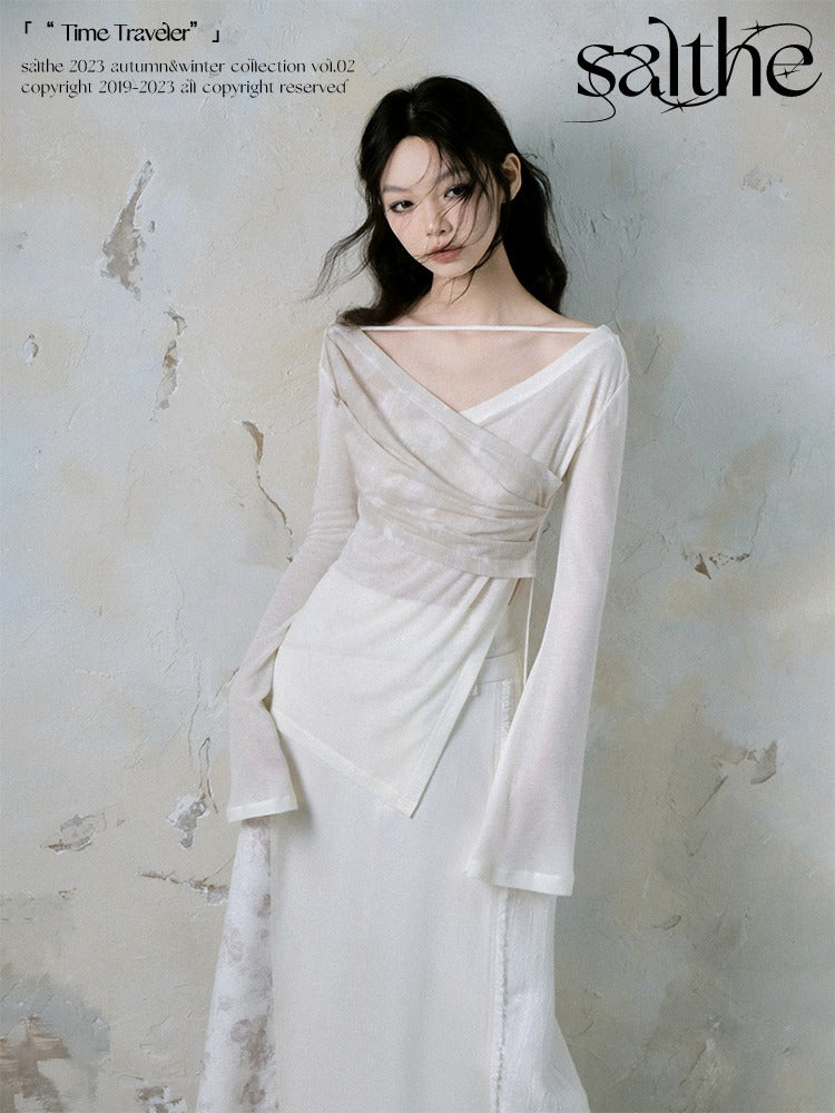 V-neck Strap Design Irregular Knitted Shirt – ARCANA ARCHIVE