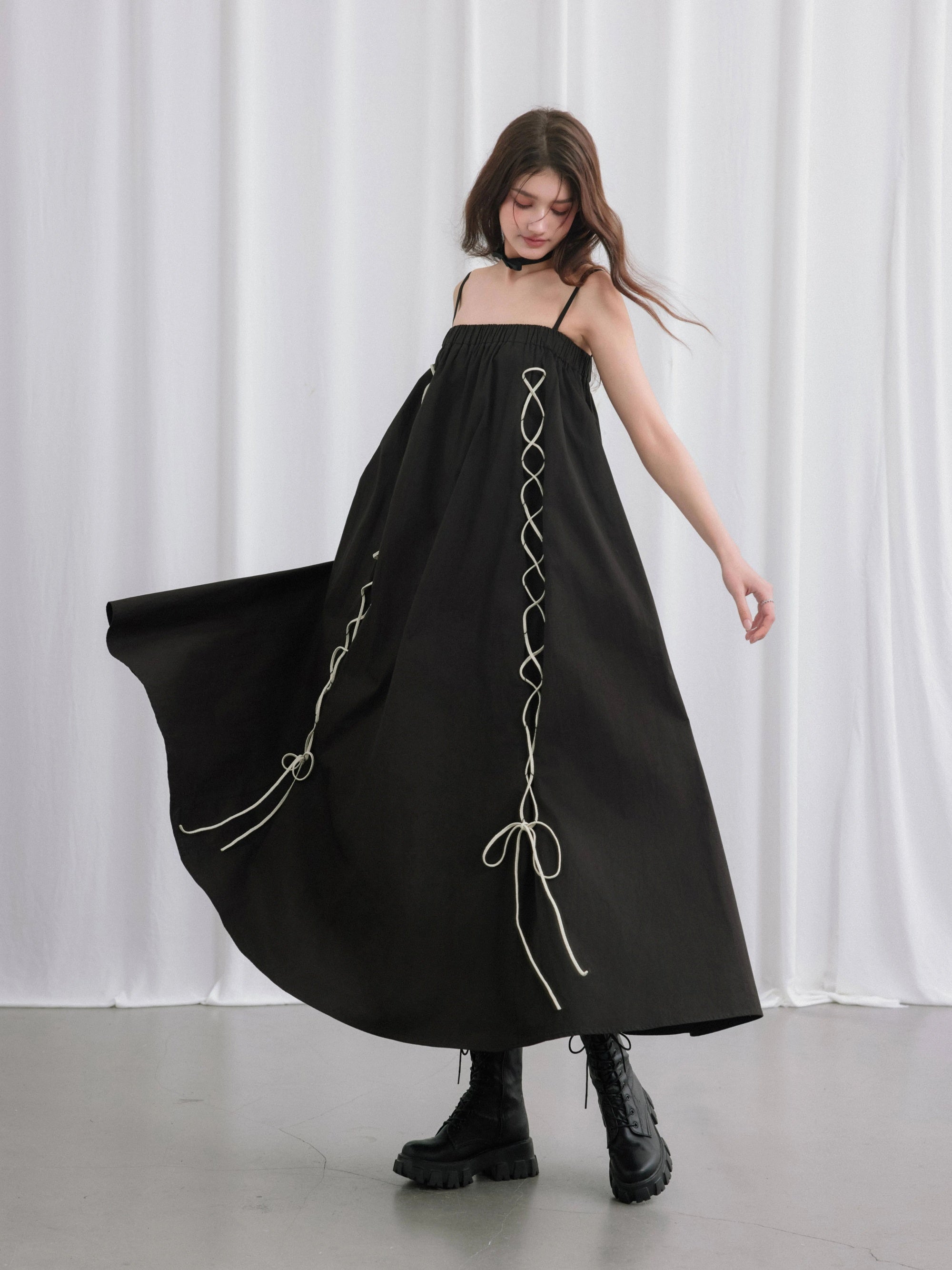 Lace-up Design Strappy Long A-line One-piece – ARCANA ARCHIVE