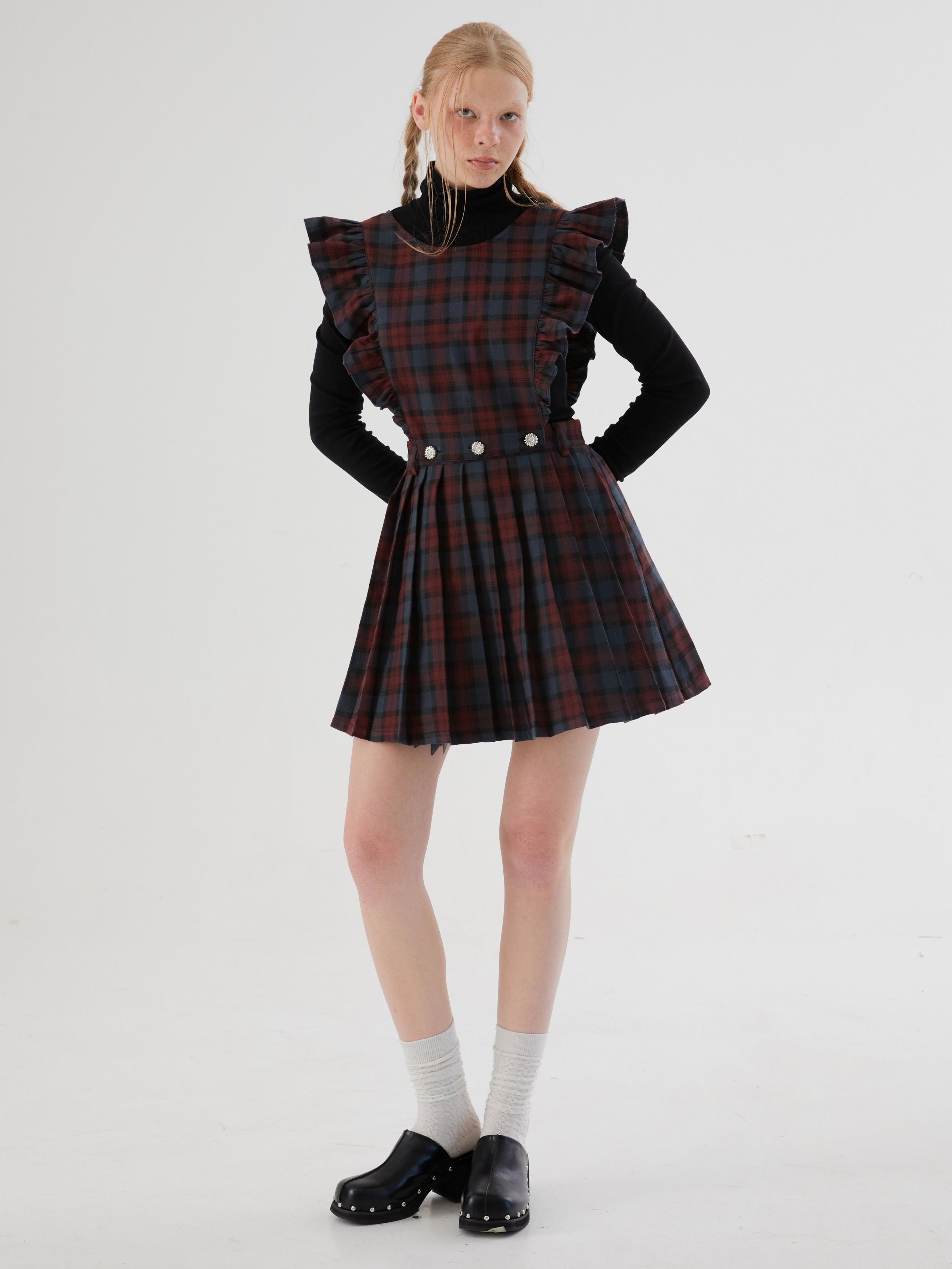 Plaid Flying Sleeves Detachable Pleated Two-Wear Skirt – ARCANA ARCHIVE