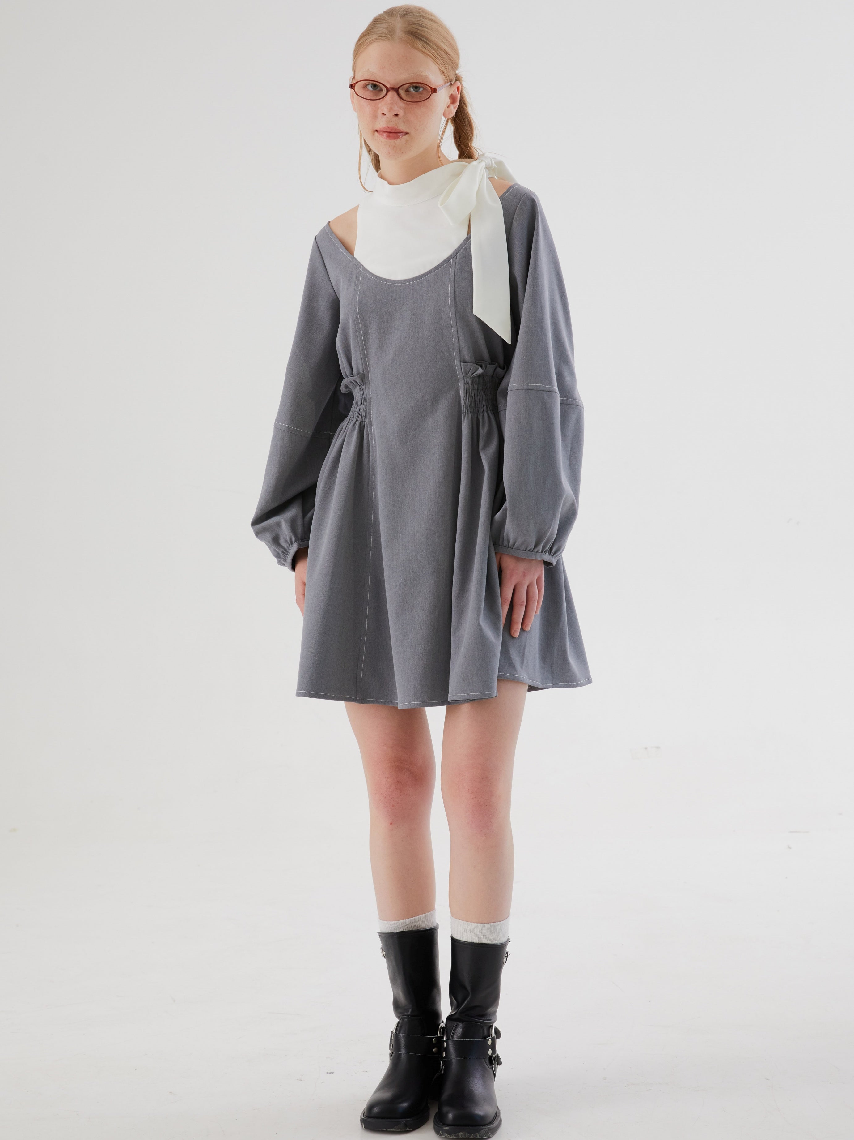 Cutout Volume Sleeve Waist-cinching Dress – ARCANA ARCHIVE