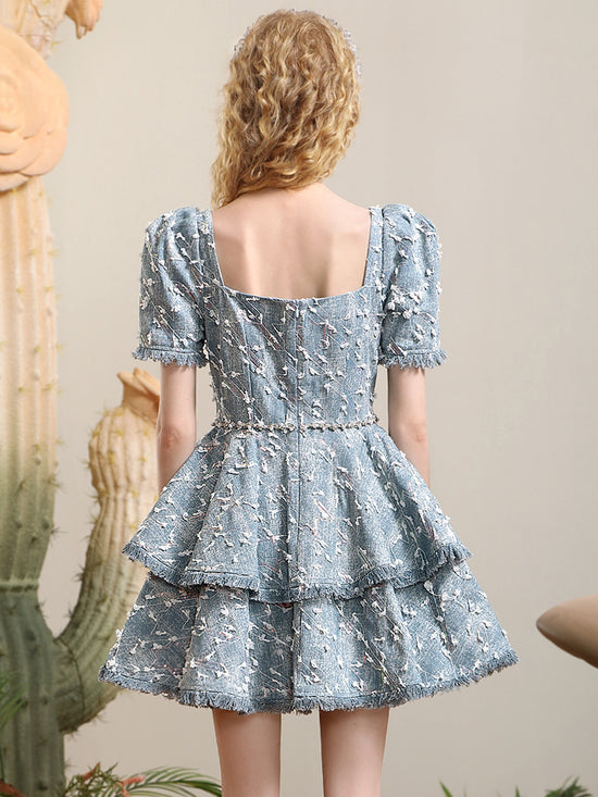 Tiered Denim A-Line Pearl Femine Innine One-Piece – ARCANA ARCHIVE