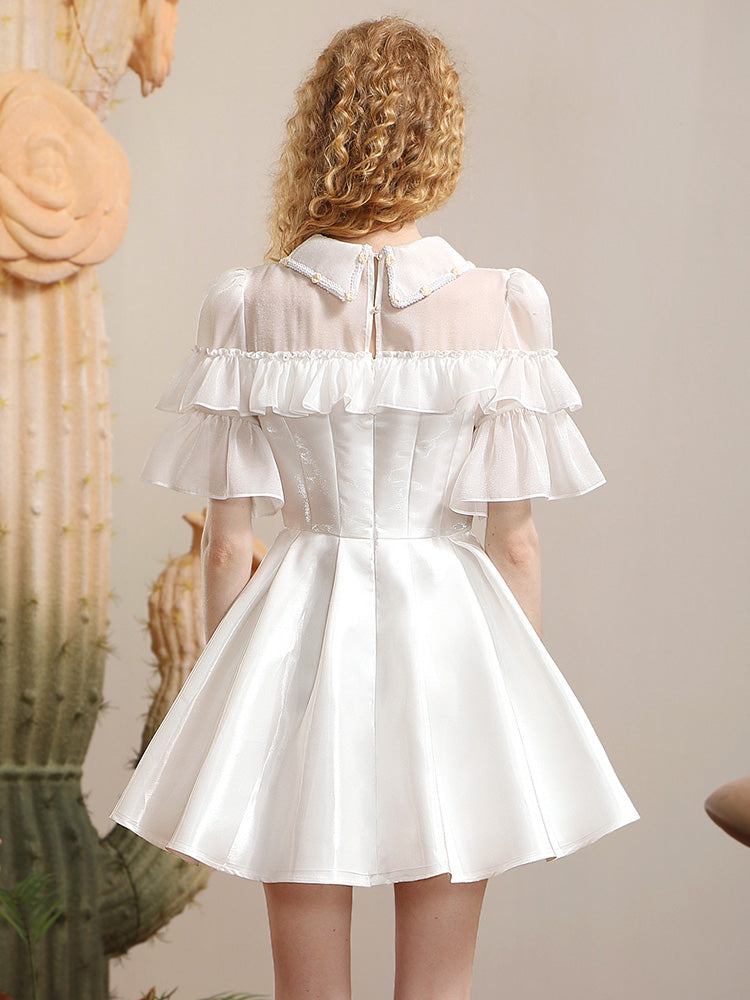 Frill Flare-Sleeve a-line Lace Femine in-PIECE – ARCANA ARCHIVE