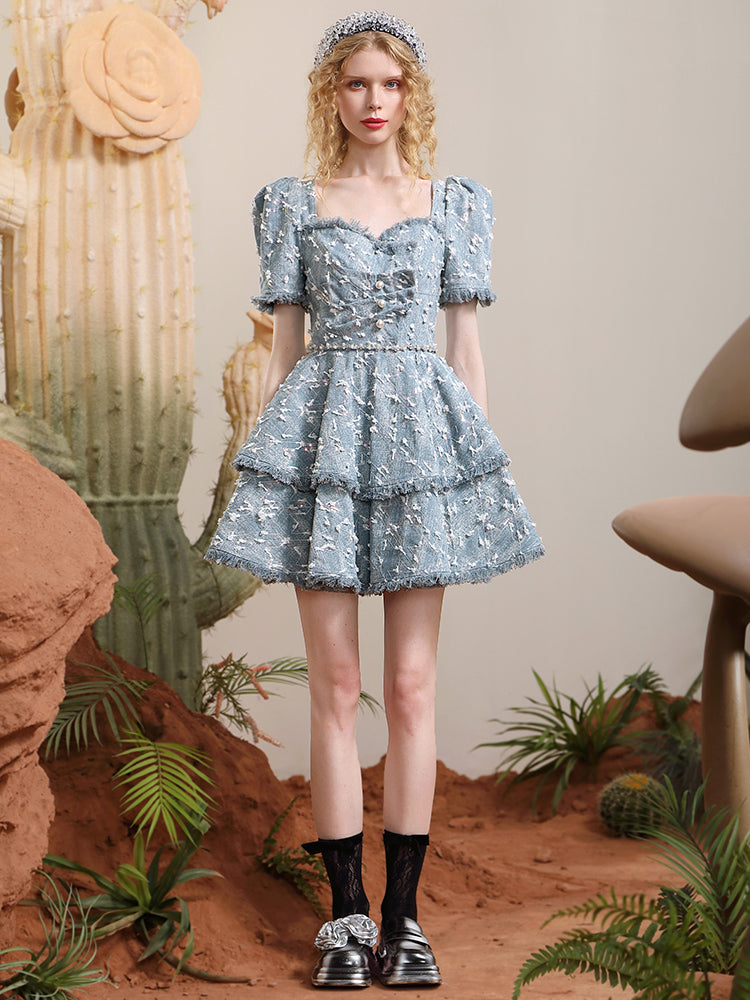 Tiered Denim A-Line Pearl Femine Innine One-Piece – ARCANA ARCHIVE