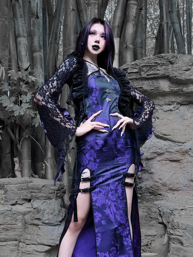 Gothic Buckle Leather Slim Slit One-piece – ARCANA ARCHIVE