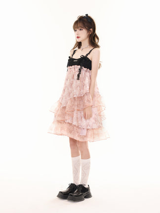 Fairy Tiered Frill Ribbon Cute One-piece - FRAGILE HEART – ARCANA ARCHIVE