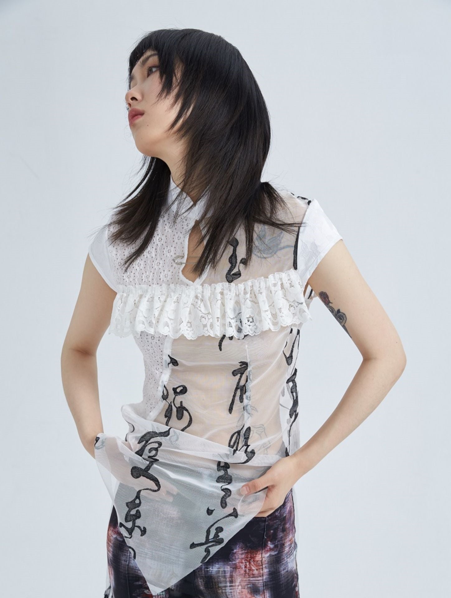 Lace Nichi Irregular See-through Cutsew - Pa33word – ARCANA ARCHIVE