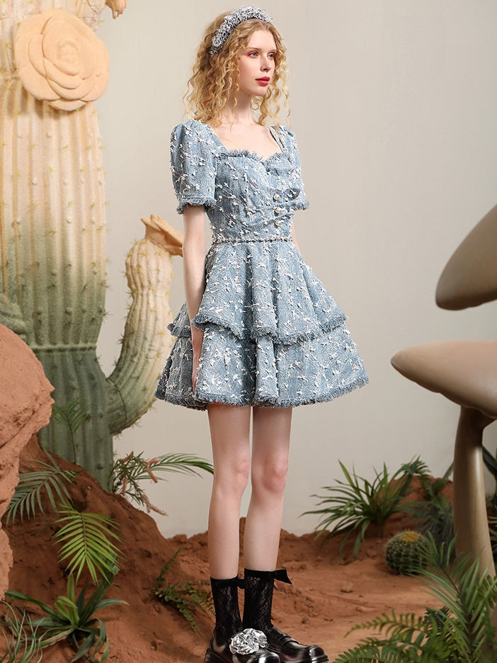 Tiered Denim A-Line Pearl Femine Innine One-Piece – ARCANA ARCHIVE