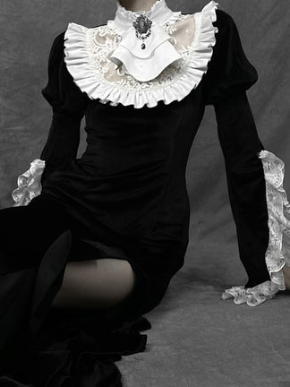 Gothic Lace Frill Velvet Mermaid ONE-PIECE – ARCANA ARCHIVE