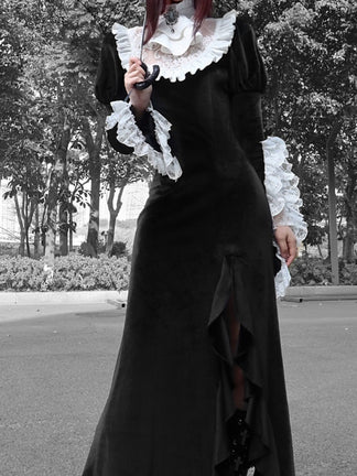 Gothic Lace Frill Velvet Mermaid ONE-PIECE – ARCANA ARCHIVE