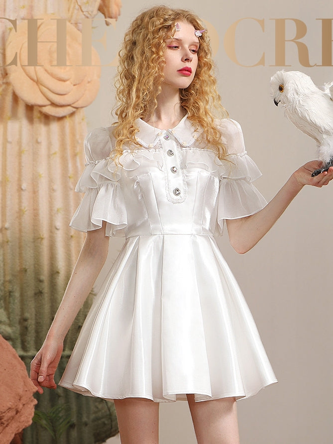 Frill Flare-Sleeve a-line Lace Femine in-PIECE – ARCANA ARCHIVE
