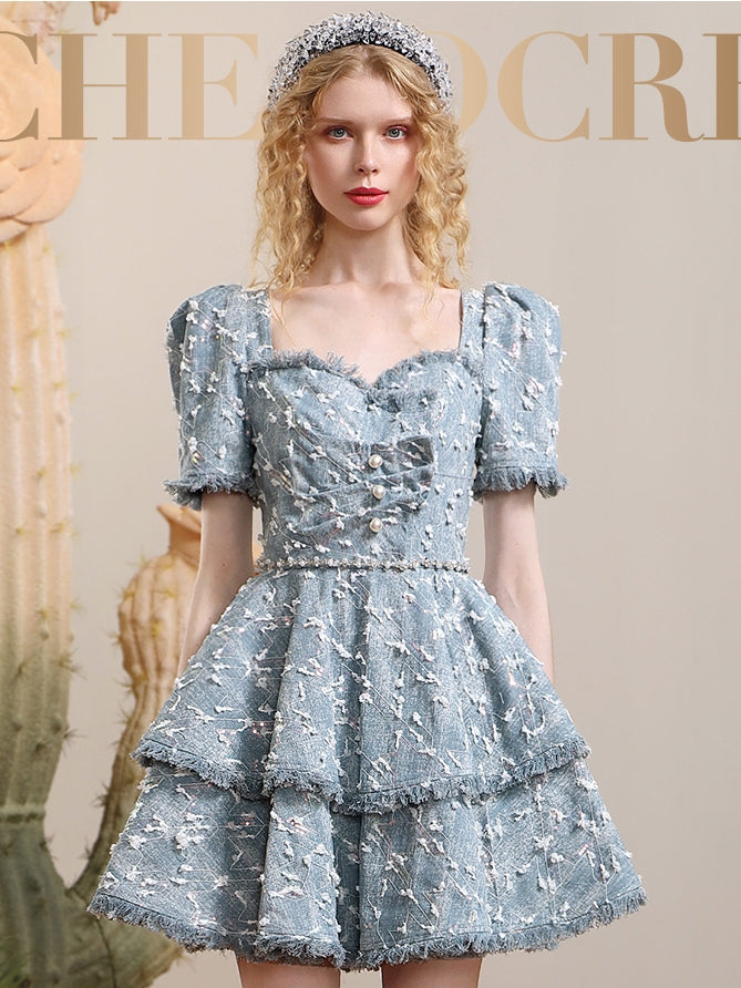 Tiered Denim A-Line Pearl Femine Innine One-Piece – ARCANA ARCHIVE