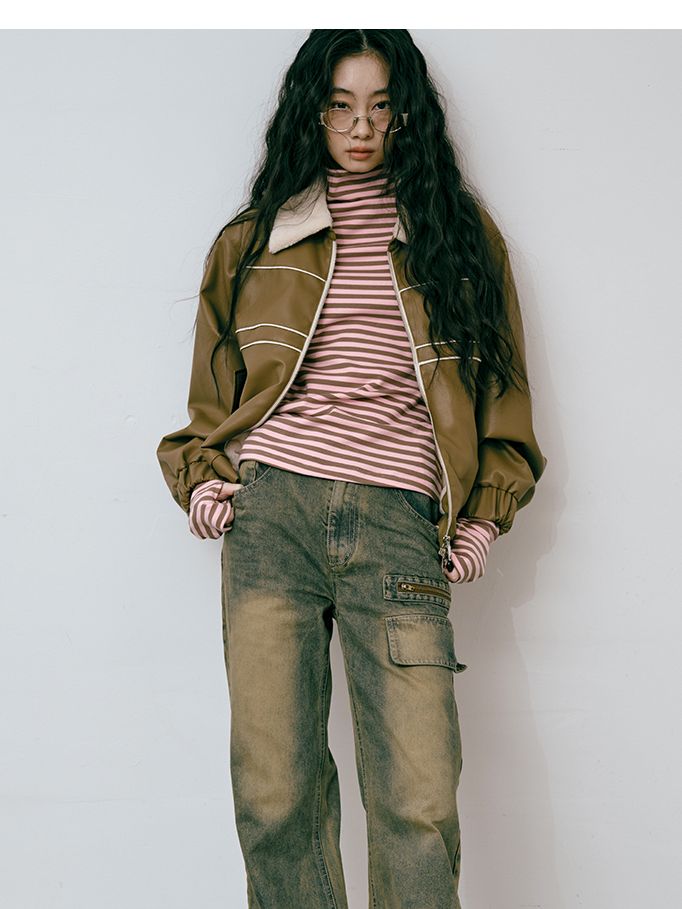 Leather Boa Handsome Jacket - lvetong – ARCANA ARCHIVE
