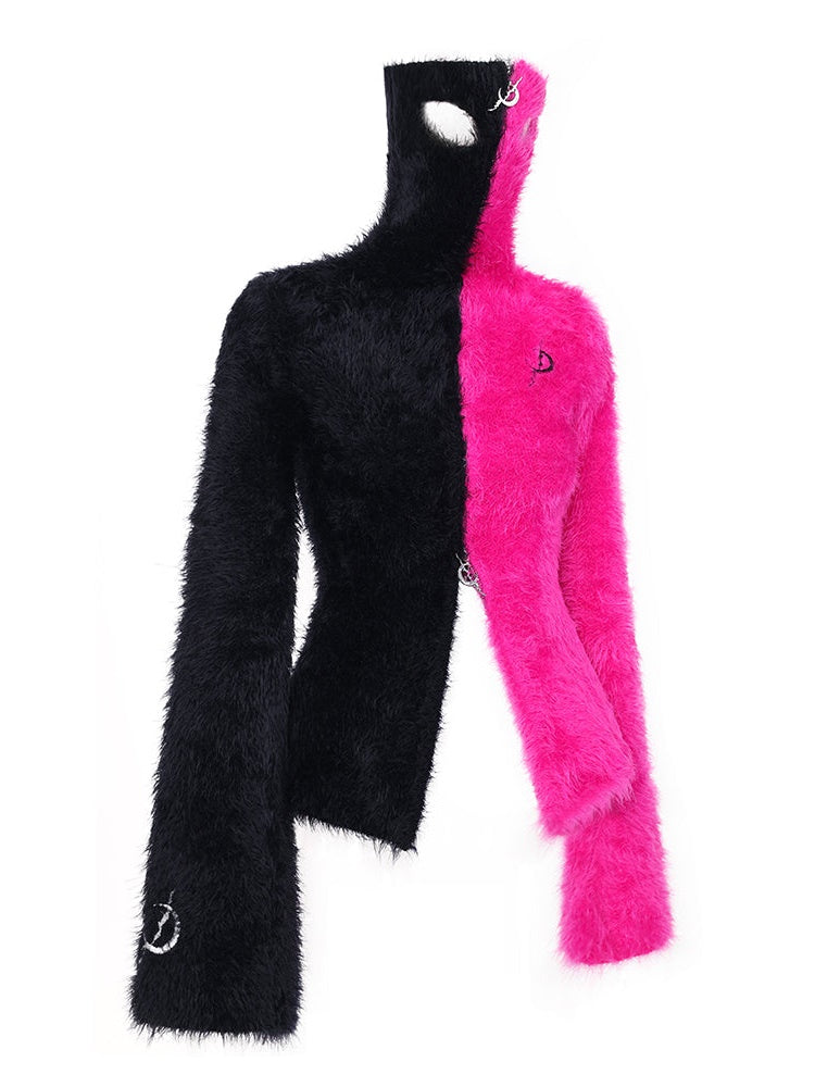 High Collar Double Head Bicolor Sweater – ARCANA ARCHIVE