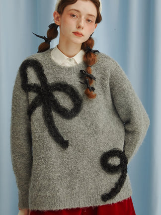Sweet Cute Ribbon Embroidery Sweater Knit - into november – ARCANA ARCHIVE
