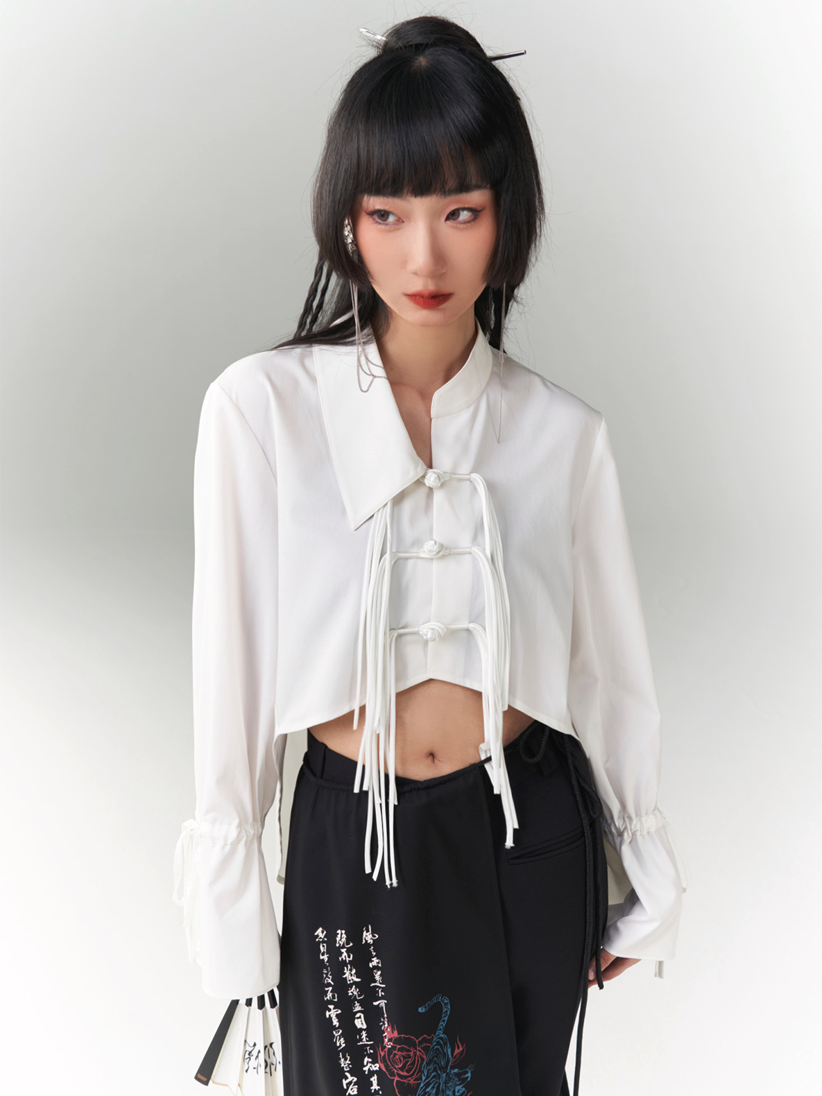 Chinese Style Asymmetric Fringed Button Shirt – ARCANA ARCHIVE